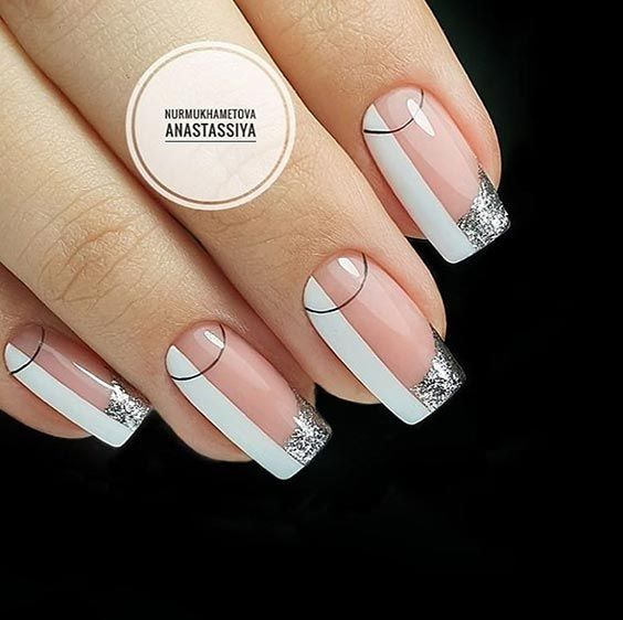 Нежен геометричен маникюр квадратни нокти - За Жената